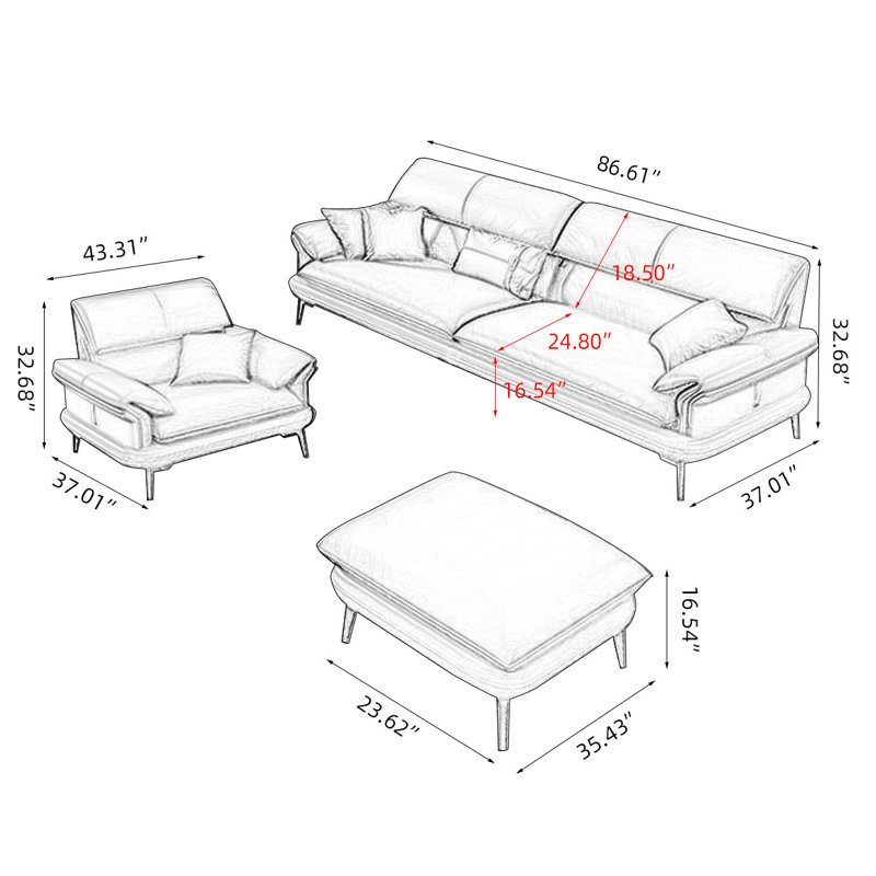 Hokku Designs Margonis 3 - Piece Living Room Set | Wayfair